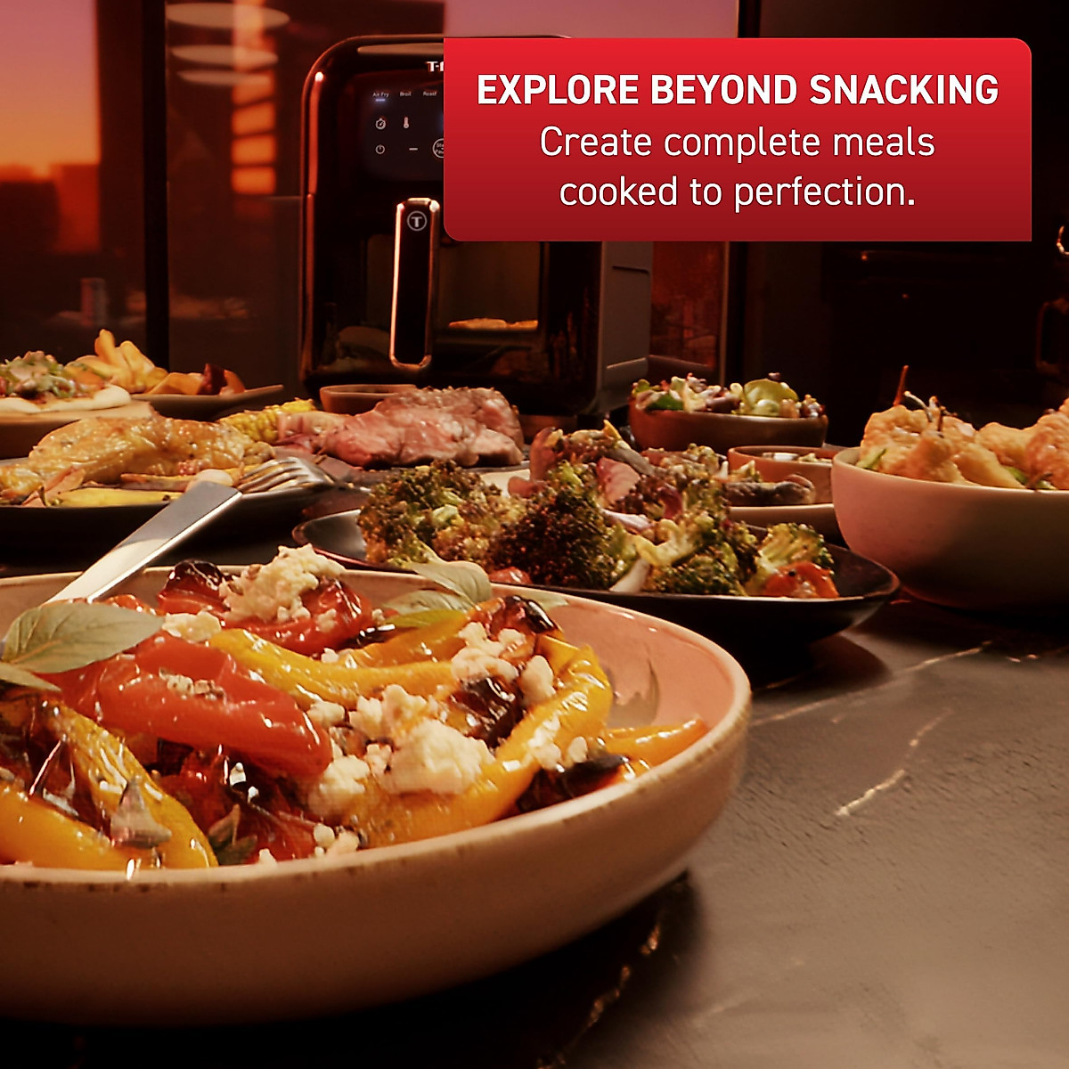 T-fal Infrared Air fryer, Premium Infra-heat Technology, 7 in 1, Extra Crispy, Fast Heat-up, 6.3 Quart, 1550W, Digital Touch screen, Black