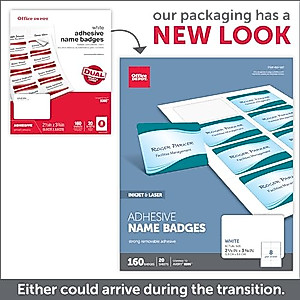Office Depot Name Badge Labels, 2 1/3in. x 3 3/8in., White, Pack of 160, OD98843