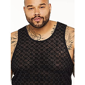 Savage X Fenty, Men's, Savage X Mesh & Jersey Tank, Caviar, M