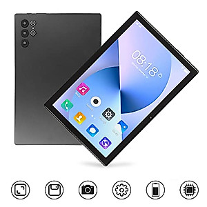 FECAMOS Intelligent Tablet, 10inch Tablet 100-240V US Plug Dual Speaker WiFi 128GB ROM 8 Core MT6753 CPU for Family (Black)