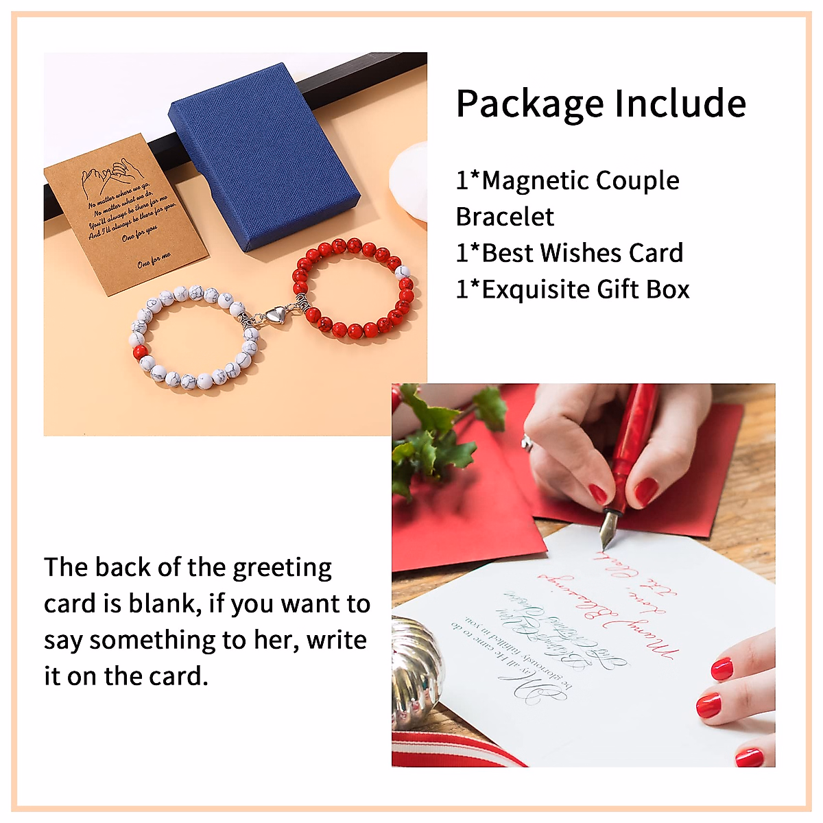 GIEIWIW Magnetic Bracelets for Couples Love Bracelets Distance Natural Beaded Bracelet Purple