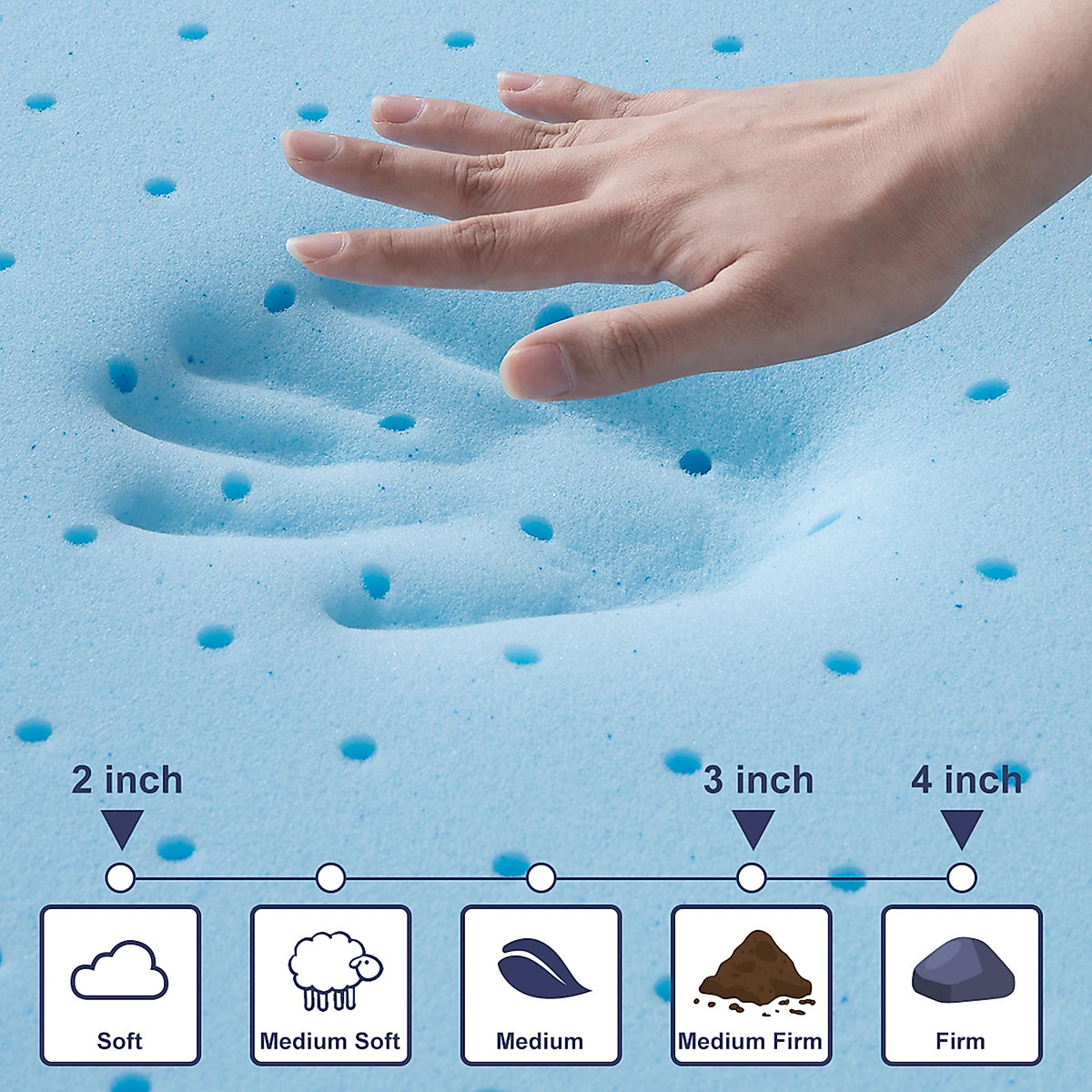 Sleepmax 3 Inch Medium Firm Mattress Topper Queen - Gel Memory Foam Mattress Topper - High Density Foam Mattress Pad for Back Pain, Medium Firm Foam Bed Topper with Removable Cover