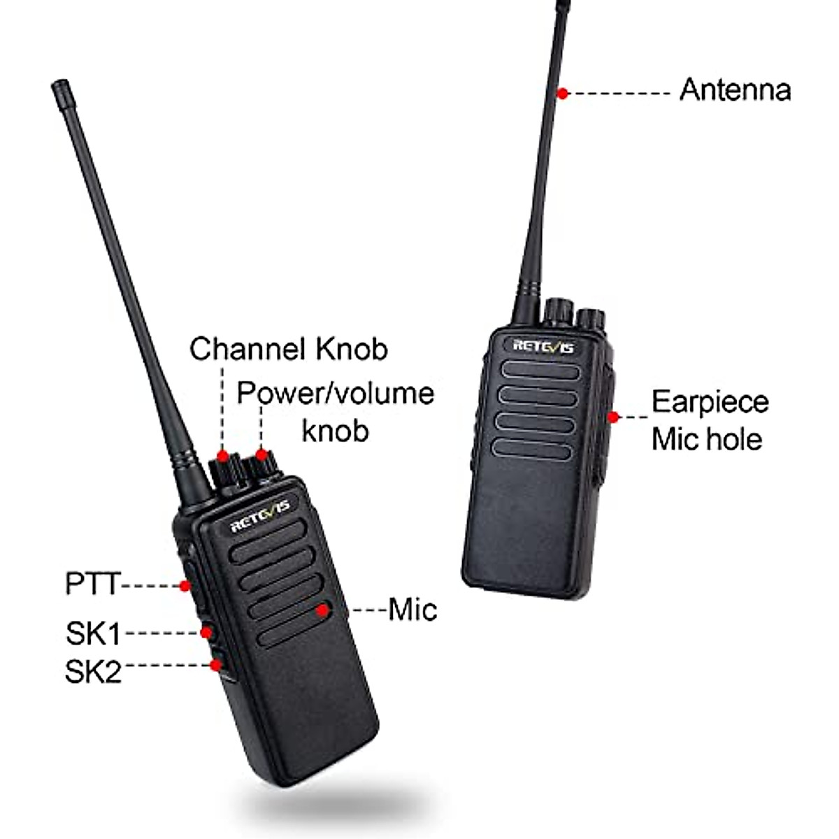 Retevis RT1 Handheld Radios Two Way Long Range,Strong Penetration 2 Way Radio with 3000mAh Rechargeable,VOX Adjustable Professional Walkie Talkies with Earpiece and Mic Set(4 Pack)