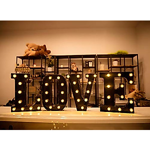Foaky Black LED Marquee Number Lights Sign Light Up Marquee Number Lights Sign for Night Light Wedding Birthday Party Battery Powered Christmas Lamp Home Bar Decoration