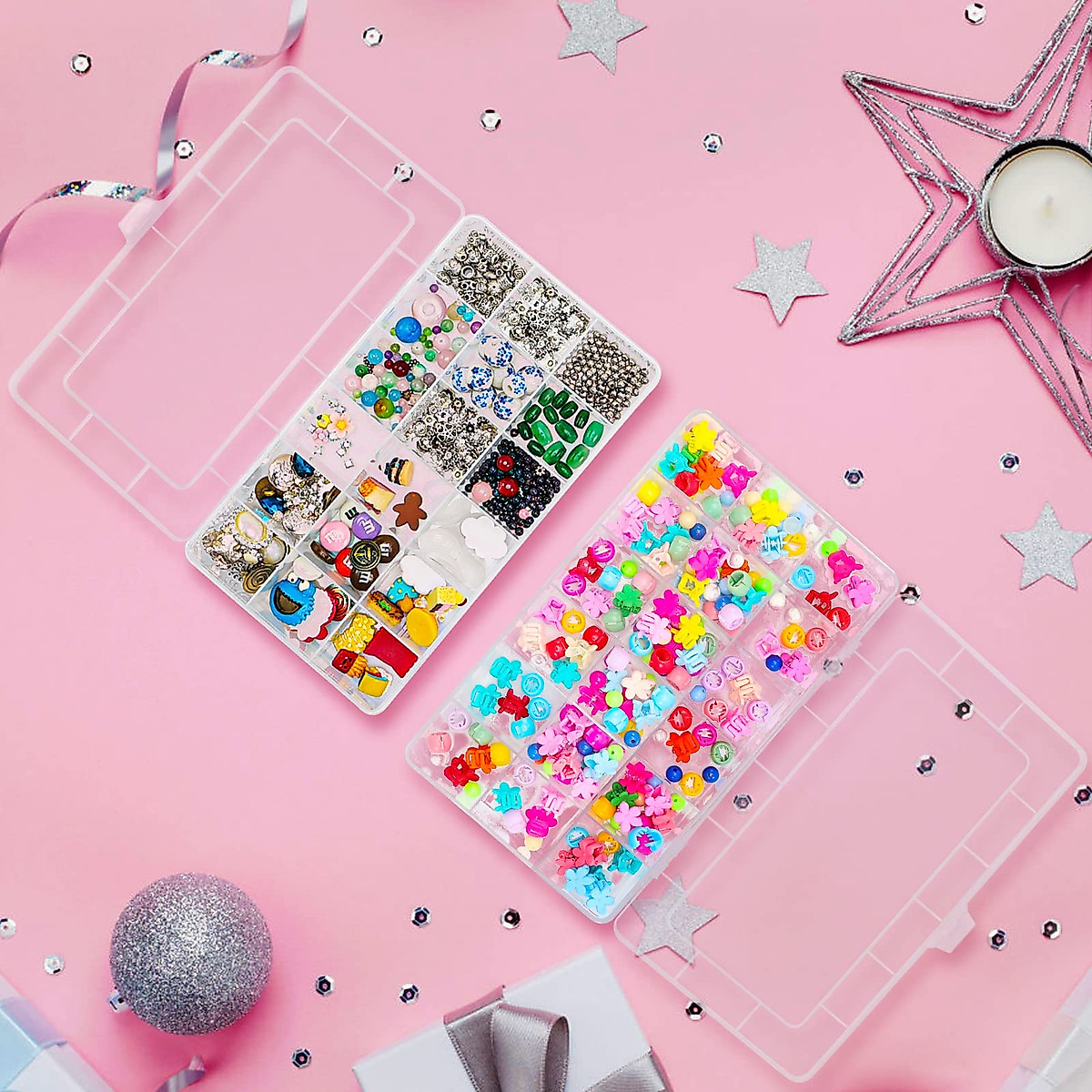 18 Grids Clear Plastic Organizer Box Storage Container with Dividers for Washi Tape,Jewelry,Beads Art DIY Crafts, Fishing Tackles,Screws