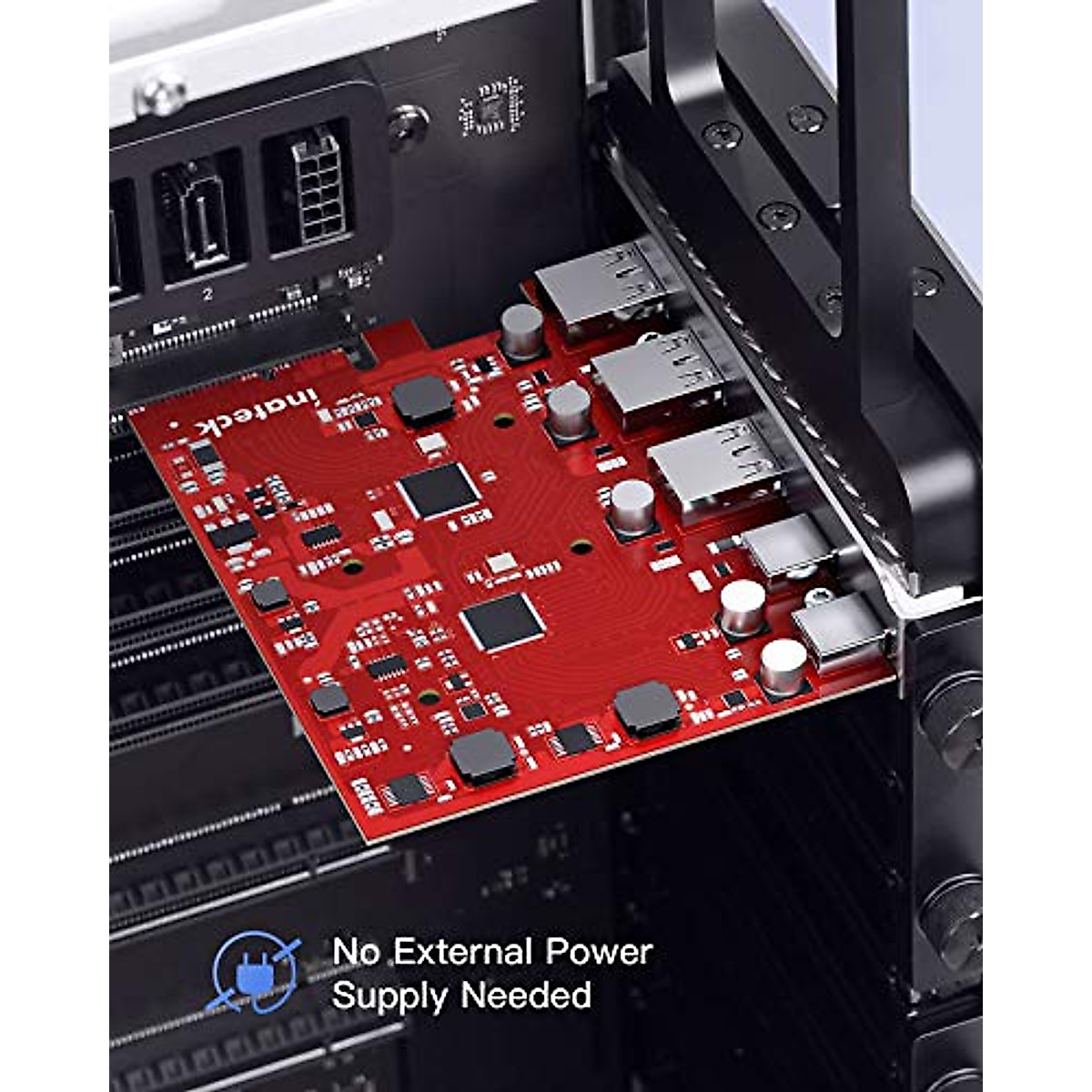 Inateck PCIe to USB 3.2 Gen 2 Card with 20 Gbps Bandwidth, 3 USB Type-A and 2 USB Type-C Ports, RedComets U21