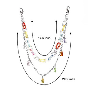 Zehope Pants Chain Colorful Jean Chains Layered Bear Wallet Pocket Chains Acrylic Waist Jewelry for Women