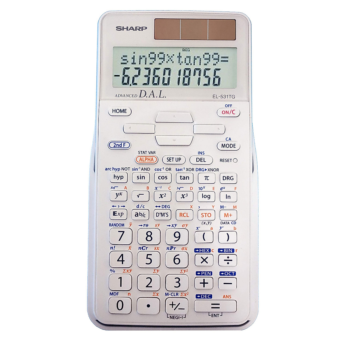 Sharp EL-531TGBDW 12-Digit Scientific/Engineering Calculator with Protective Hard Cover, Battery and Solar Hybrid Powered LCD Display, Great for Students and Professionals, Silver