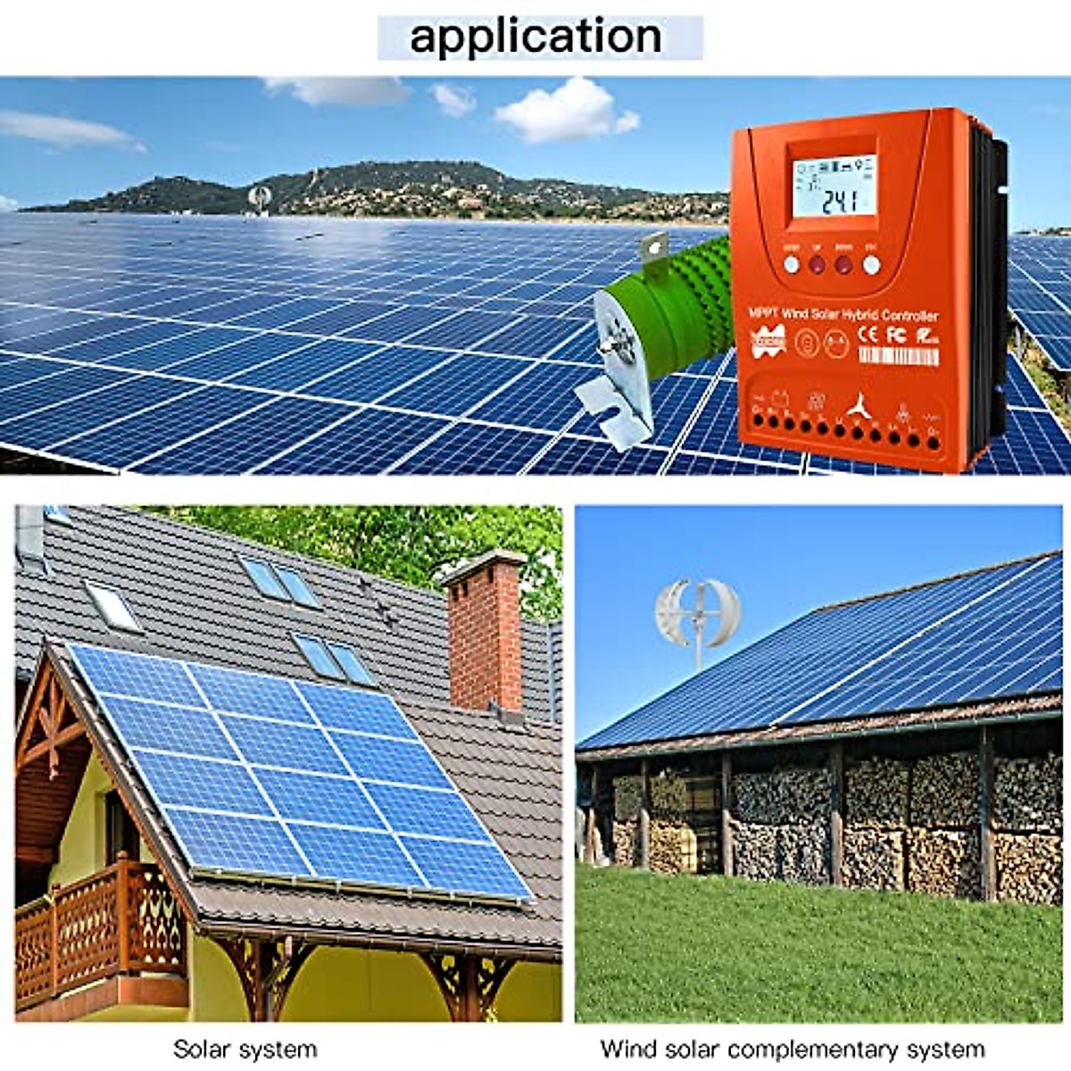 Mars Rock 3000W 12V 24V 48V 0~1500W Wind 0~1500W Solar MPPT Wind Solar Hybrid Controller Pioneer Version Charge Lithium & Lead Acid Gel Battery (12V/24V Auto)