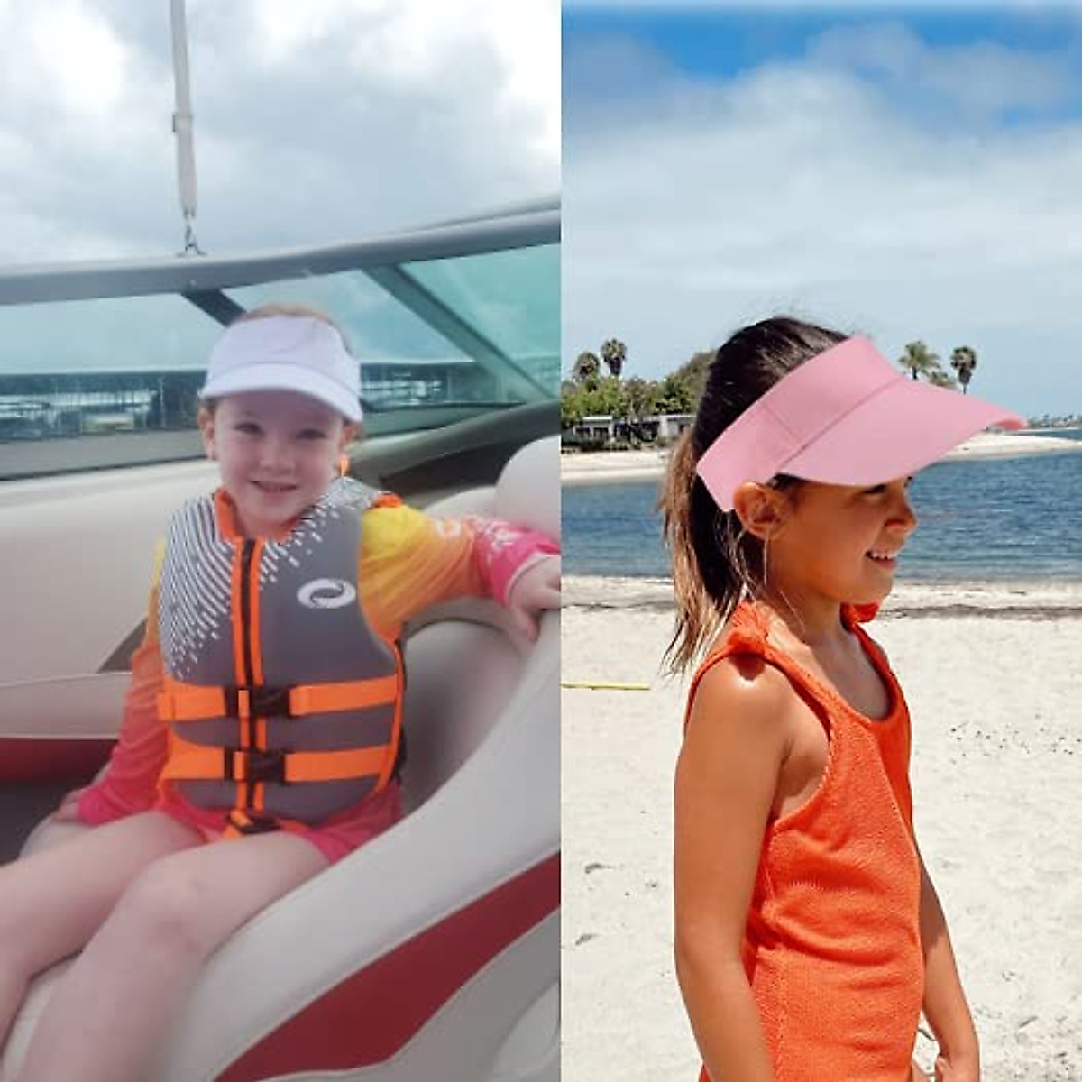 Toddlers-Cotton-Visor-Hat Adjustable Baby-Girls-Sun-Visor Summer-Beach-Hats Tennis-Sports-Caps for Little Kids 2-6T