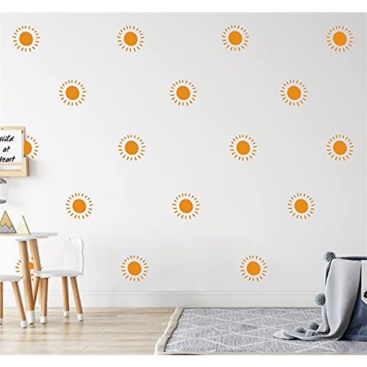 Nursery Room Decals Sun Wall Stickers for Kids Room Baby Girl Boys Room Decor Wall Decals BK009 (Dark Yellow)