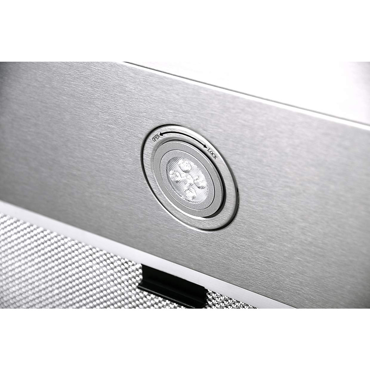 Hauslane | Chef Series PS16 30" Under Cabinet Range Hood, Stainless Steel | Contemporary Modern Design, Mechanic Button Control, Aluminum Filters, LED Lamps, 4-Way Venting Options