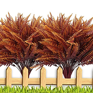 RECUTMS 8PCS Artificial Plants Greenery, Fake Boston Fern Bush Plant UV Resistant Greenery Bushes Faux Outdoor Shrubs Plants Indoor Outside Hanging Planter Home Garden Decor