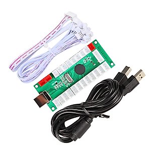 Avisiri 2 Player Arcade Joystick DIY Kit 2 x 8 way Joystick + 20x Chrome LED Arcade Buttons Game Kit for PC Raspberry Pi Video Games (Red-Blue Kits)