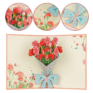 Pop Up Card, Mother's Day Cards, 4 Pieces Flower 3D Greetings Card, Thank You Card with Envelope Moms Cards for Valentine's Day Mother's Day Thanksgiving Day Birthday Anniversary Wedding