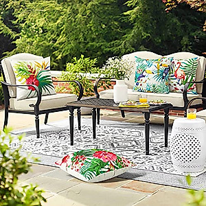 OTOSTAR Pack of 4 Waterproof Throw Pillow Covers, Tropical Plants and Flowers Parrot Flamingo Pattern Cushion Cover, Indoor&Outdoor Decorative Pillowcase for Patio Couch Bed Sofa, 16x16 Inch