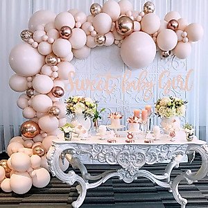 Pre-Strung Sweet Baby Girl Banner - Rose Gold Glitter Baby Shower Decorations for Girls, Perfect for Gender Reveal Party/First Birthday Party, Photo Booth Props