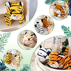 Kasyat 8 Pieces Mini Stuffed Wild Animals Jungle Animal Plush Toys in 4 Inch, Cute Tiger Plush for Animal Themed Parties, Birthday Party, Teacher and Student Achievement Award,Random Colors