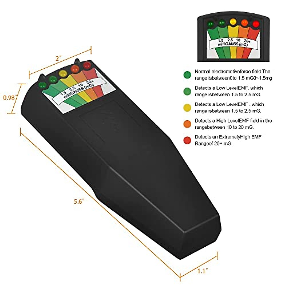 EMF Meter, 5 LED Magnetic Field Detector, Ghost Hunting Equipment Tester for Home, Office & Outdoor Inspections