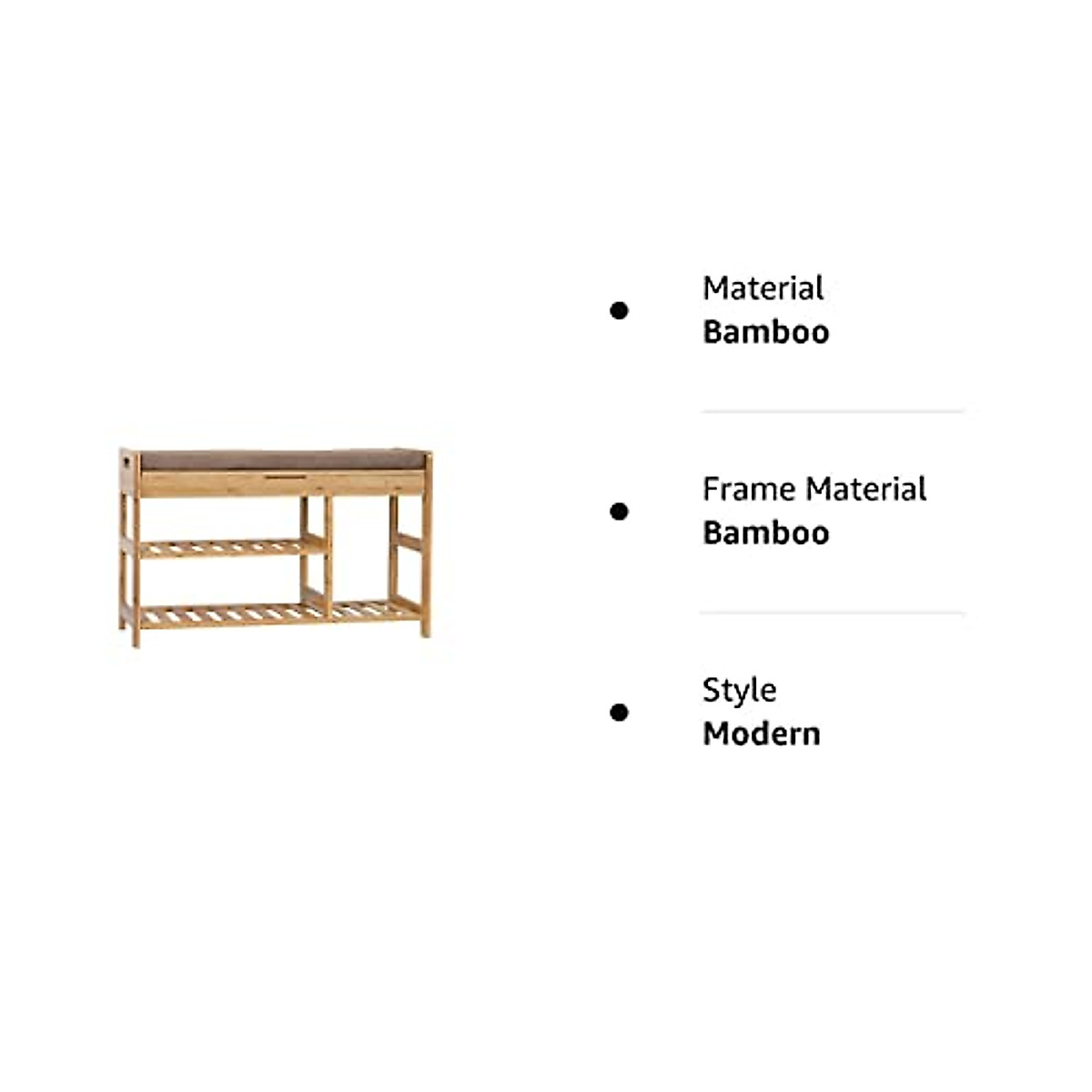C&AHOME Shoe Bench Bamboo, 3-Tier Shoe Organizer with Cushion, Shoe Rack Bench for Entryway, Max Load 270 LBS, Removable Seat Cushion Bench, Ideal for Entryway, Hallway, Living Room, Bedroom, Natural