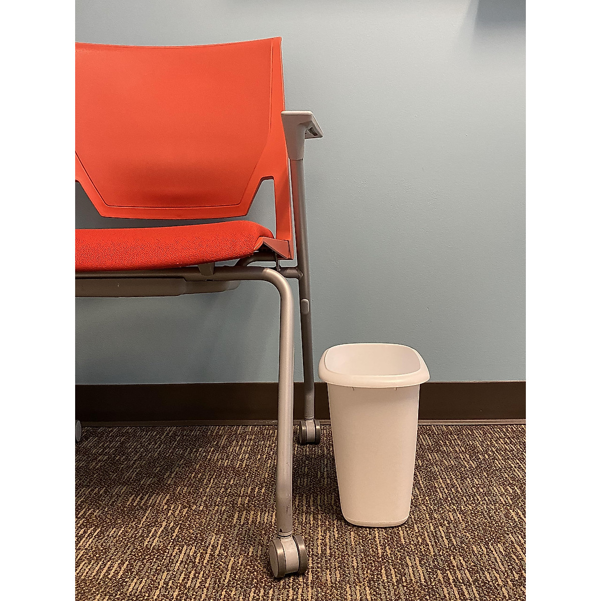 Rubbermaid Vanity Trash Can/Wastebasket, 1.5-Gallons/6-Quarts, White, Small Bathroom/Bedroom/Office Trash can, Fits under Desk/Sink