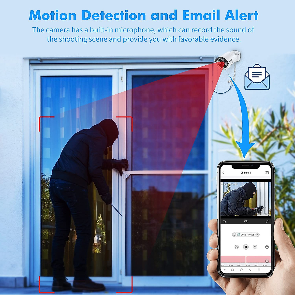 JouSecu Wired Security Camera System 4pcs 5MP Wired HD Outdoor POE IP Cameras, 3K 8CH NVR with 1TB HDD, True Plug & Play Home CCTV for Night Vision 24/7 Recording