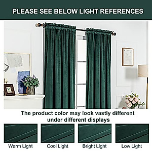 FY FIBER HOUSE 2 Window Panels, Room Darkening, Rod Pocket Super Soft Luxury Velvet, Energy Efficient, 52W x 63L, Decorative Drapes, Dark Green
