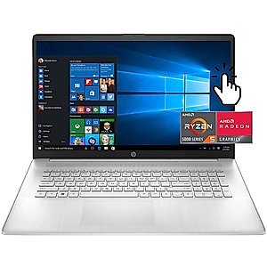 HP Laptop 17 17.3” Touch Screen Laptop, AMD Ryzen 5 5500U, 12GB RAM 1TB HDD, USB-C, HDMI, HD Webcam, Wi-Fi, AMD Radeon Graphics, Windows 10 Home, w/Accessories (17.3” Touch| 12GB RAM| 1TB HDD)