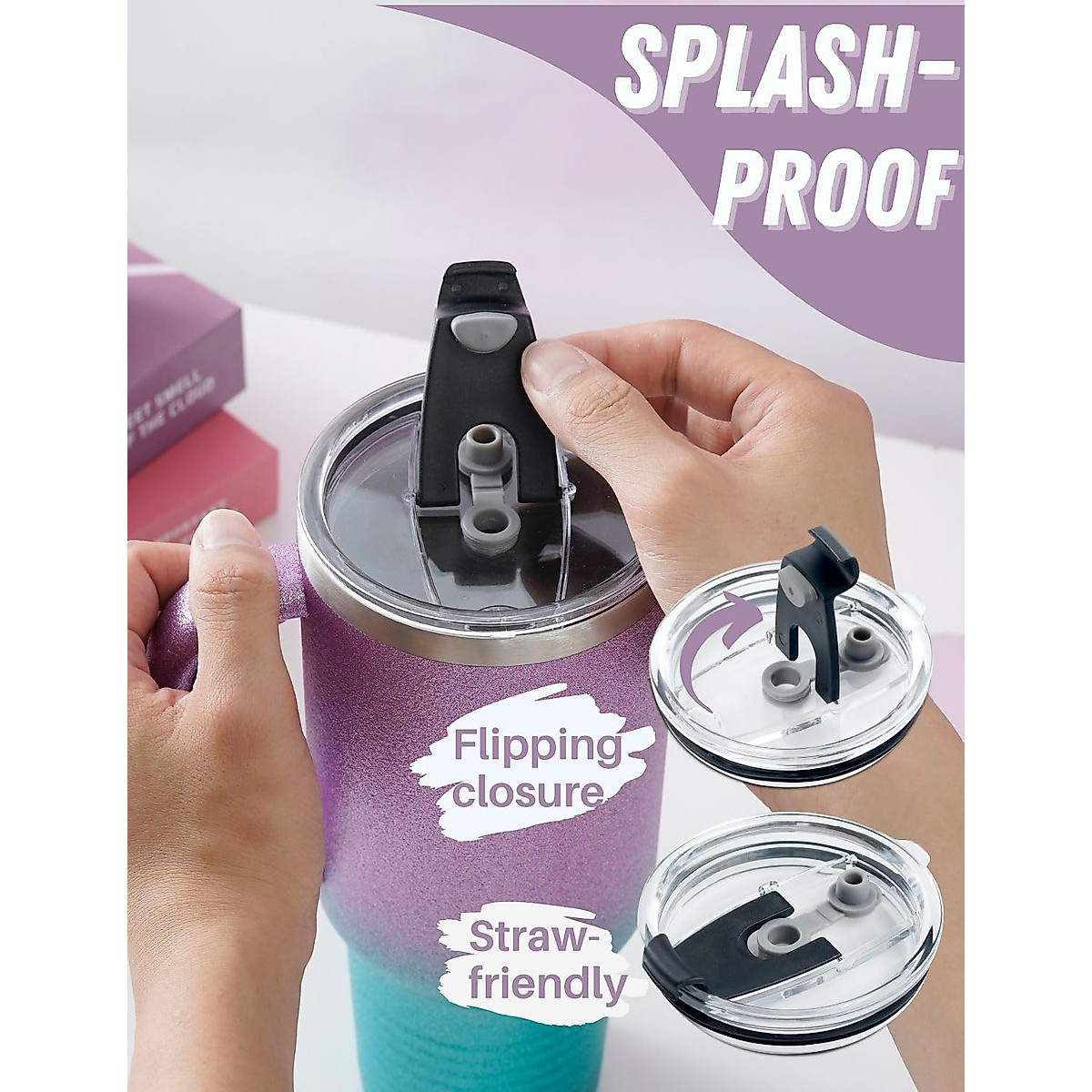 Onebttl Sister Gifts from Sister, 40 oz Insulated Stainless Steel Wine Tumbler with Lid and Straw, Funny gifts for Sis on Mother's Day, Birthday, Christmas, Violet-Blue, Best Sister Ever