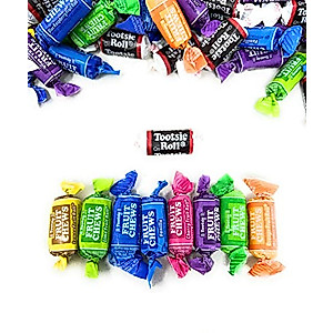 Tootsie Roll Fruit Chews And Original Chocolate Midgees American Chewy Taffies Candy Individually Wrapped In Resealable Bag Bulk 3 Lbs 130+pcs (48-oz) - Made In USA