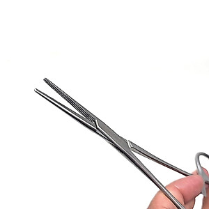 Lwuey Hemostat Forceps, Stainless Steel Pet Dog Grooming Ear Cleaning Clamp Pets Cat Ears Hairs Tweezers with Curved Tip Antislip Locking Forceps Remover Tools Supplies Trimmer Accessories(Large)