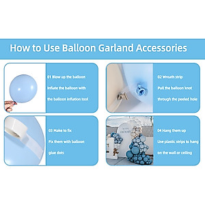 Dusty Blue Balloon Garland Kit - 125pcs Blue Balloon Arch kit with Dusty Blue, Baby Blue, Sand White, White Balloons - Perfect for Baby Shower Wedding Boy Birthday Decoration