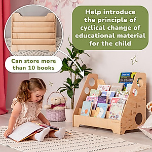 WoodandHearts Kids' Bookcases, Cabinets & Shelves, Nursery bookshelf, Childrens bookshelf, Bookshelf for kids, Montessori Shelf, Preschool Bookshelf, Montessori furniture for 1 year old (Kristi)