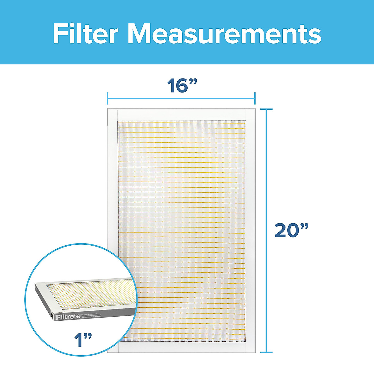 Filtrete 16x20x1 AC Furnace Air Filter, MERV 5, MPR 300, Capture Unwanted Particles, 3-Month Pleated 1-Inch Electrostatic Air Cleaning Filter, 6-Pack (Actual Size15.69x19.69x0.81 in)