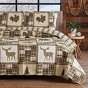Great Bay Home Lodge Bedspread King Size Quilt with 2 Shams. Cabin 3-Piece Reversible All Season Quilt Set. Rustic Quilt Coverlet Bed Set. Stonehurst Collection.