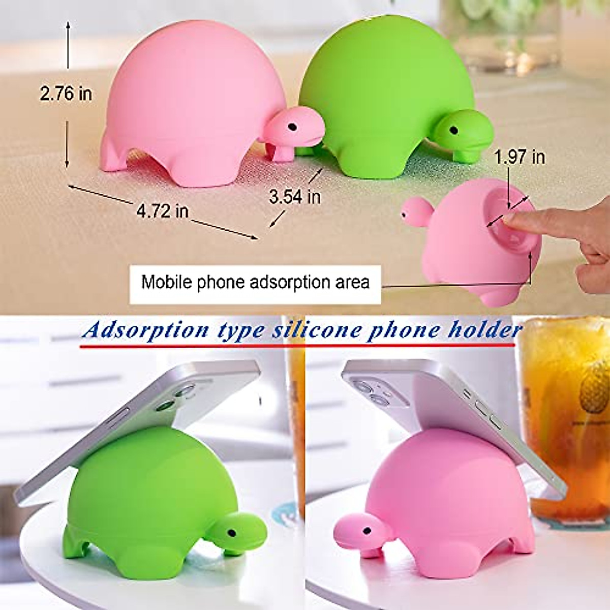 Cute Phone Stand for Desk, Soft Silicone Desktop Phone Holder iPhone Stand - Creative & Fun Design - Put from Any Angle, Animal Cell Phone Stand Suitable for All Smartphones (Pink)