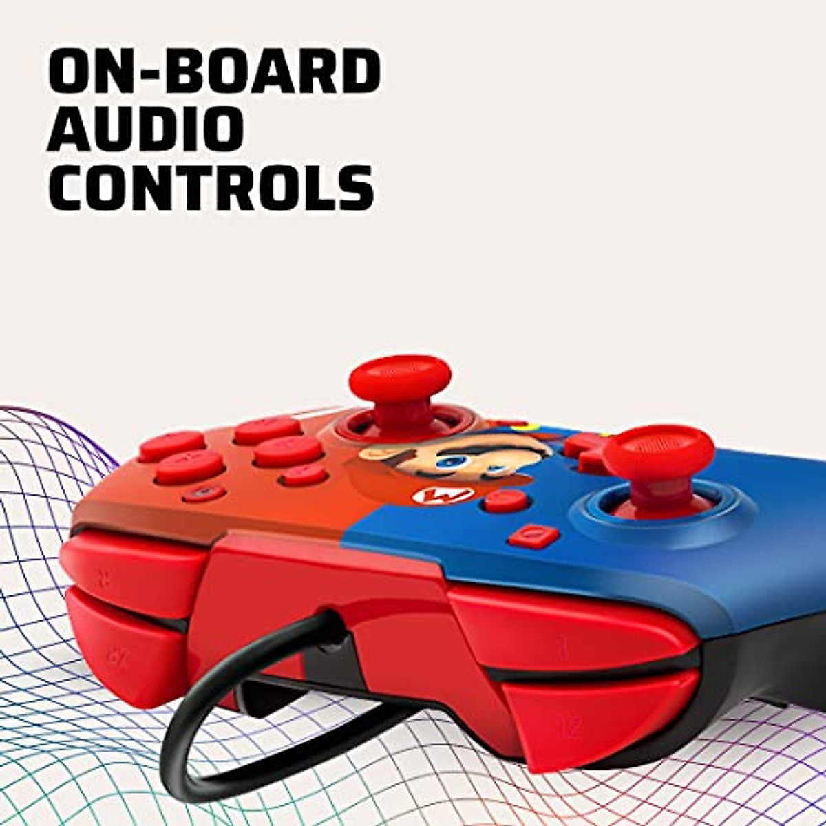 PDP REMATCH Enhanced Wired Power Nintendo Switch Pro Controller, Officially Licensed Switch Lite/OLED Compatible Gamepad, Customizable Programmable Buttons, Super Mario Power Pose (Red & Blue)