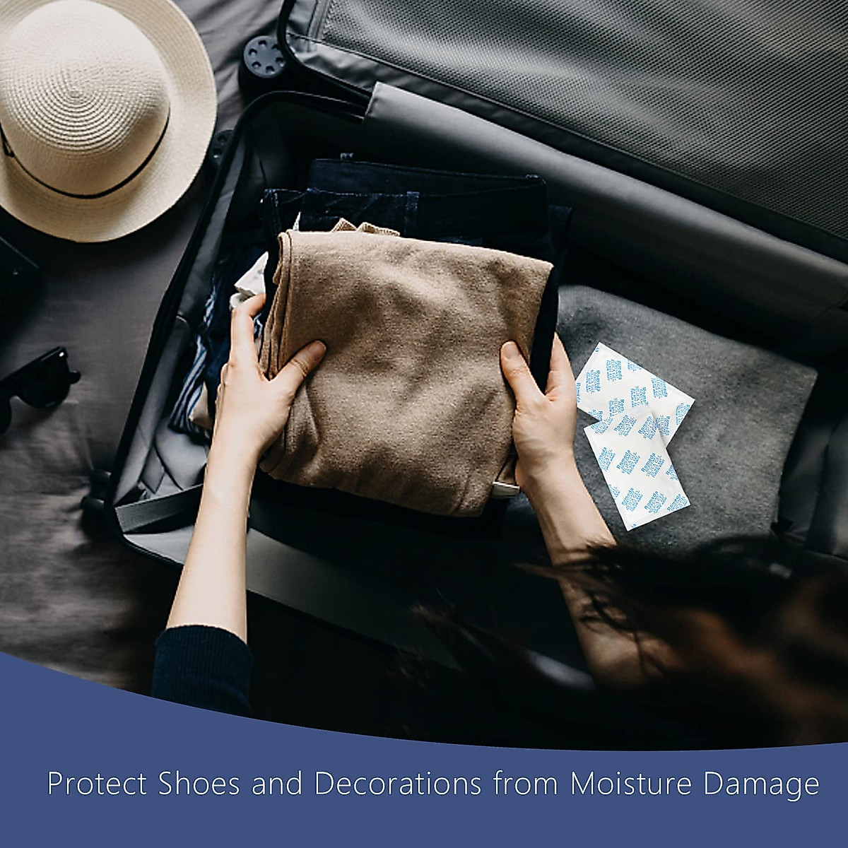 6 Pcs 50 Gram Silica Gel Packs, Transparent Desiccant, Desiccant Packets for Storage, Moisture Packs for Spices Jewelry Shoes Boxes Electronics Storage, Food Safe