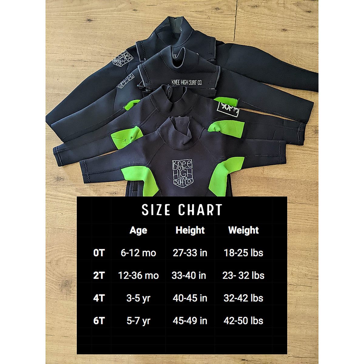 Knee High Surf Co. Kids Wetsuit Full Suit for Infant Toddler and Baby (Small-3mm)