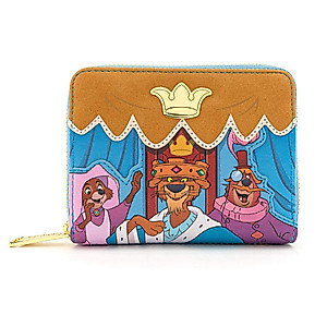 Loungefly x Disney Robin Hood Archery Tournament Zip-Around Wallet (Blue/Tan Multi, One Size)