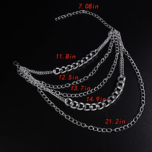 YERTTER Punk Multi-Layered Cuban Curb Chunky Chain Silver Choker Necklace Thick Choker Hip Hop Street Eboy Choker Necklace Gift