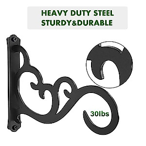 DUOUPA Upgraded Hanging Plant Bracket Outdoor Indoor Decorative Iron Wall Hooks for Hanging Plant, Bird Feeder, Flower Basket, Lanterns, Wind Chimes, Ornaments, Black (1 Pack)