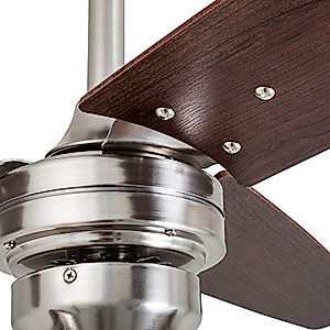 Honeywell Ceiling Fans Civa, 48 Inch Contemporary Indoor LED Ceiling Fan with Light, Pull Chain, Dual Mounting Options, 3 Modern Style Blades, Reversible Motor - 51583-01 (Nickel)