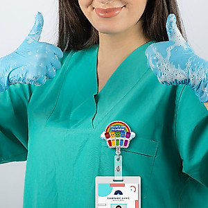 QYUVK Retractable Collect The Rainbow Badge Reel with Alligator Clip, Funny Silver Glitter Phlebotomy Tech Blood Draw Badge Holder Gift for Doctors Nurses Lab Tech Phlebotomist