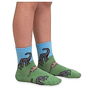 Jefferies Socks Little Boys' 3-7 Dino Triple Treat Socks (Pack of 3), Pine, X-Small
