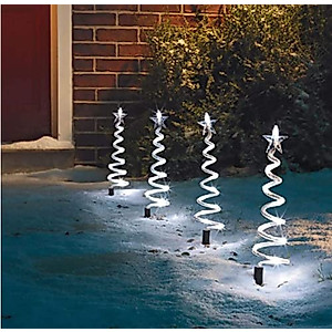 Spiral Christmas Stake Light, 4 Pack Christmas Tree Path Finders with 40 LED Solar Lights for Xmas Decoration, Pathway Lighting, Garden Landscape