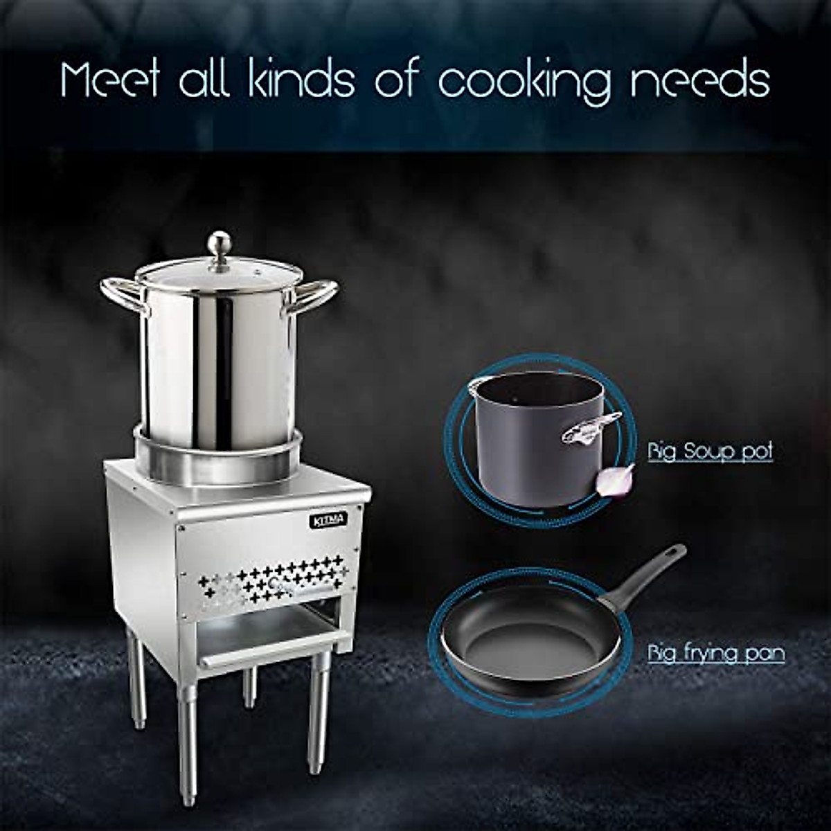 KITMA 16 Inch Wok Range - Natural Gas Range Top Wok, Outdoor Gas Stove Wok Burner, 111,000 BTU