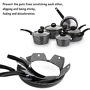 Pot and Pan Protectors, Set of 12 and 3 Different Size, Pot Dividers Pads/Cookware Protector Set/Stacking Pot Separators Protectors for Stacking and Protecting Your Cookware(Grey)
