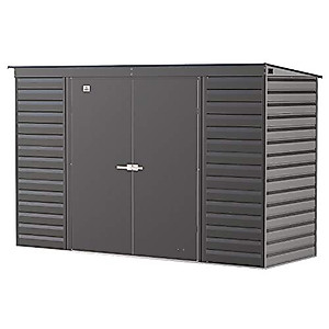 Arrow Shed Select 10' x 4' Outdoor Lockable Steel Storage Shed Building, Charcoal