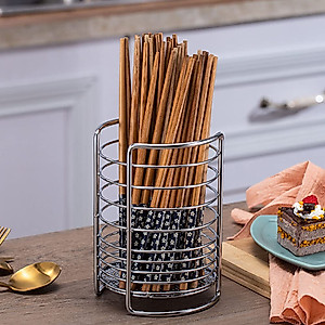 kaileyouxiangongsi Utensil Drying Rack/Chopsticks/Spoon/Fork/Knife Drainer Basket Flatware Storage Drainer (Silver)